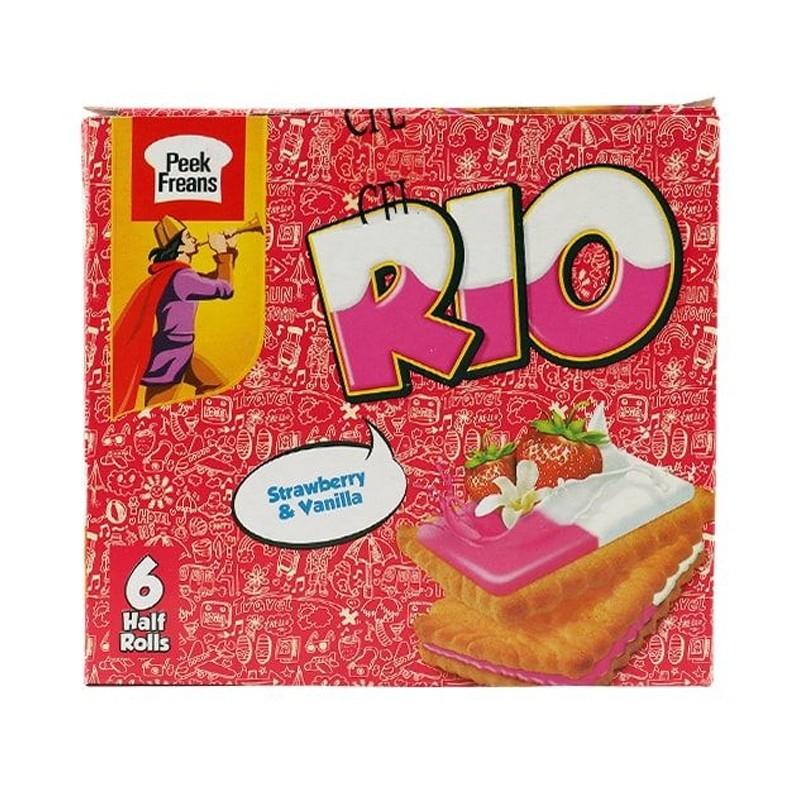 Pack of 6 Peek Freans Rio Strawberry Vanilla Biscuits Half Roll
