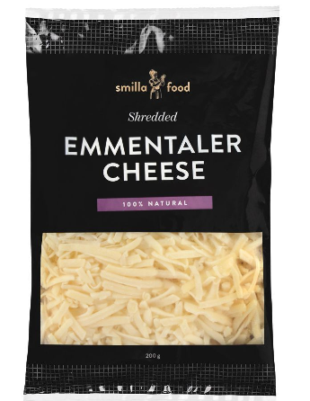 Smilla Food Emmentaler Cheese, Shredded, 200g
