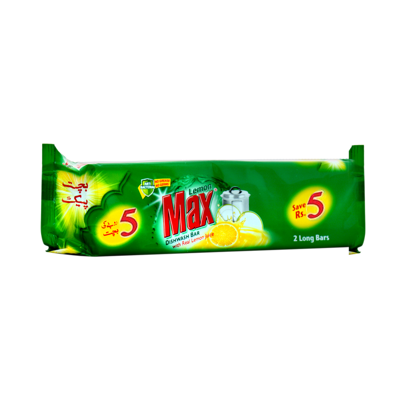 Lemon Max Dishwash Soap Long Bar Pack of 2